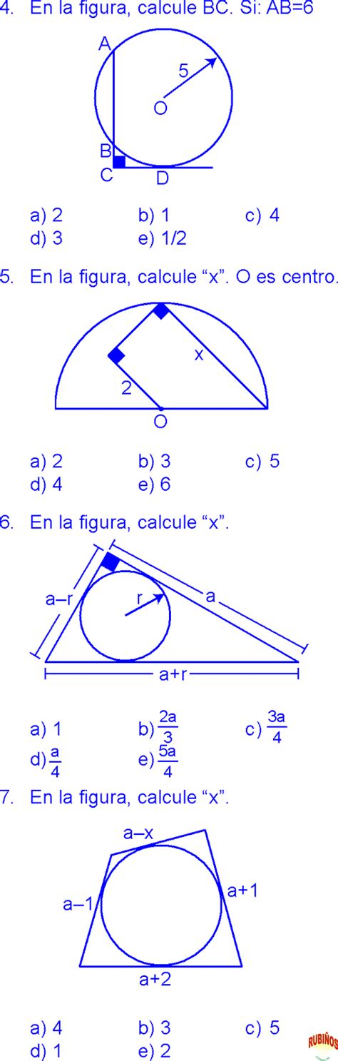 LA CIRCUNFERENCIA Y SUS PROPIEDADES EJERCICIOS RESUELTOS DE GEOMETRÍA