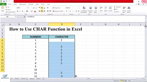 How To Use Char Function In Excel Youtube