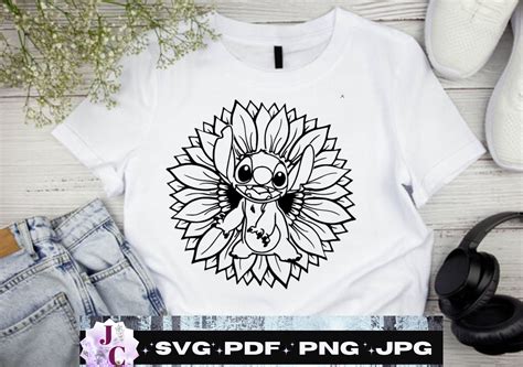 Stitch Lilo And Stitch Sunflower Svg Etsy