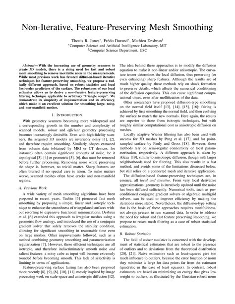 pdf non iterative feature preserving mesh smoothing