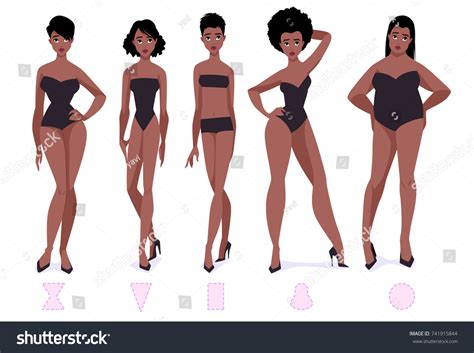 Set Female Body Shape Types Five Stock Vektorgrafik Lizenzfrei