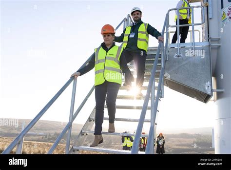 First Minister Nicola Sturgeon Visits Kype Muir Windfarm Near