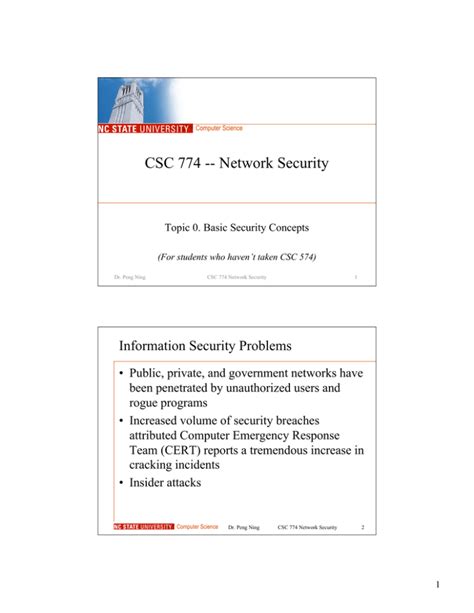 Csc 774 Network Security Information Security Problems