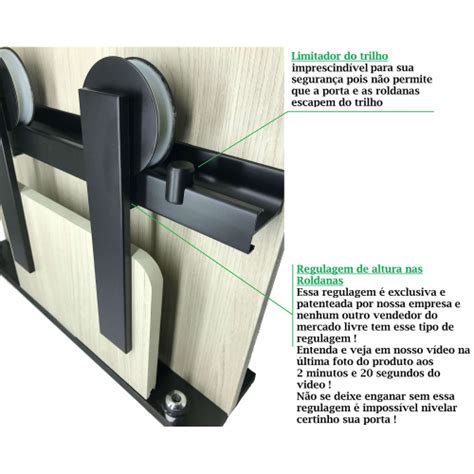 Kit Porta De Correr Roldana Aparente trilho Alumínio Preto na Americanas Empresas