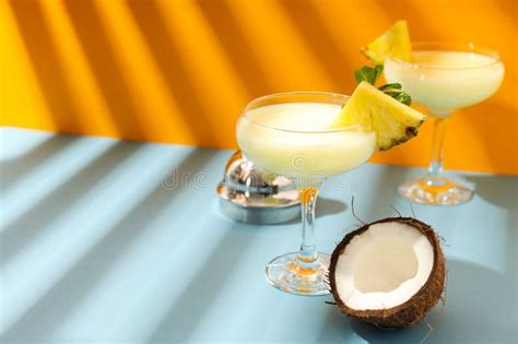 Fresh Summer Cocktail Pina Colada Fresh Summer Drink Concept Stock