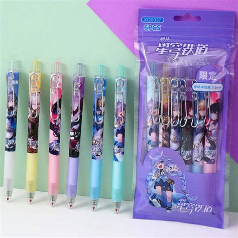 Bộ 6 Bút Mực Gel Hình Ngôi Sao Hoạt Hình Honkai Jing Yuan Kafka Dan