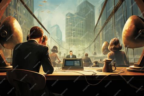 Premium Ai Image A Man Is Seen Sitting At A Desk In Front Of A