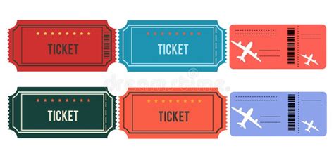 Vector Illustration Of Ticket Icon In Flat Style A Set Of Tickets Isolated On A White