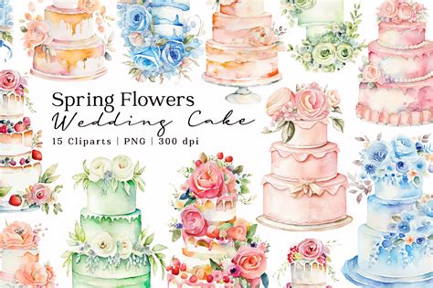 Flowers Wedding Cake Watercolor Clipart Graphic By Lemonmoon · Creative
