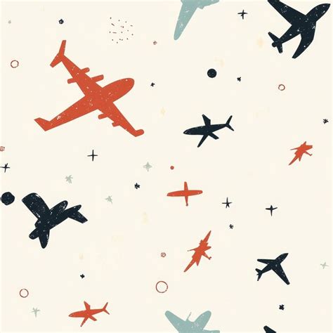 Seamless Pattern With Airplanes And Stars Hand Drawn Vector Illustration Premium Ai Generated