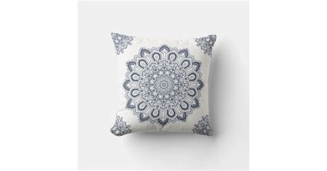 Elegant Boho Blue And White Mandala Throw Pillow Zazzle