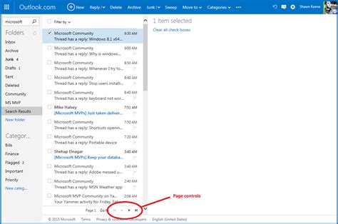 Page Forward And Page Backward Arrows Have Disappeared In Hotmail