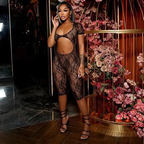 Fs9988a 2024 New Clothing Women Cut Out Mesh Jumpsuits Sexy See Through