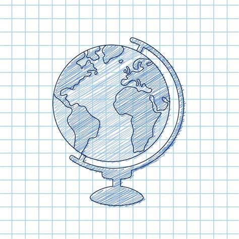Premium Vector Pen Drawn Globe On Grid Paper Background Back To