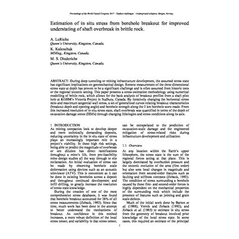 Estimation Of In Situ Stress From Borehole Breakout For Improved