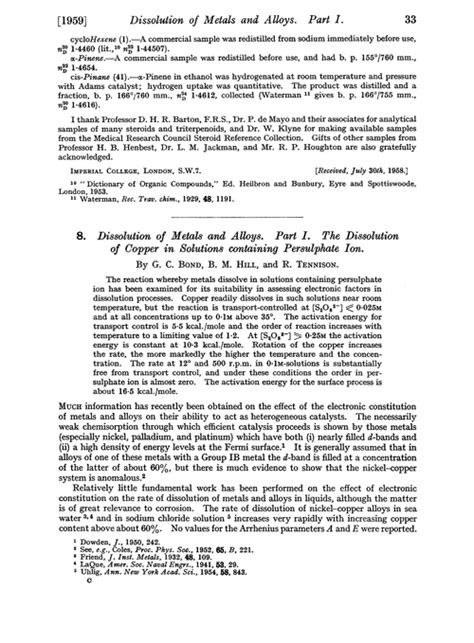 8 Dissolution Of Metals And Alloys Part I The Dissolution Of Copper