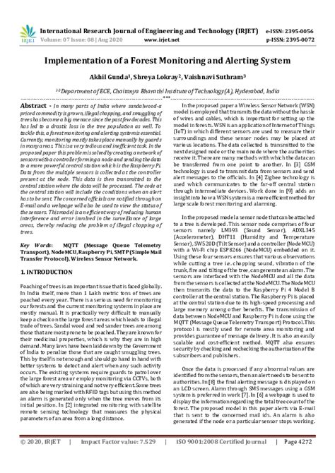 Pdf Irjet Implementation Of A Forest Monitoring And Alerting System