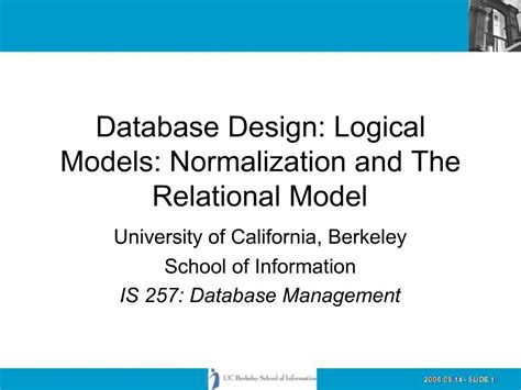 Ppt Database Design Logical Models Normalization And The Relational