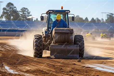 Premium Photo Grader Grading A Surface For A New Sports Stadium Best Grader Picture