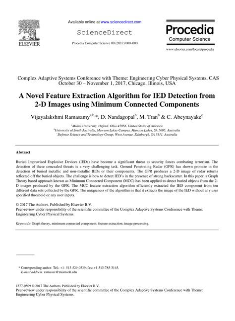 pdf a novel feature extraction algorithm for ied detection from 2 d