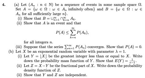 Solved A Let An N E N Be A Sequence Of Events Chegg Com