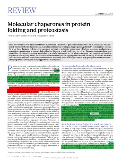 Pdf Molecular Chaperones In Protein Folding And Proteostasis