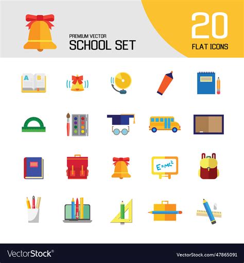 School Icons Set Royalty Free Vector Image Vectorstock