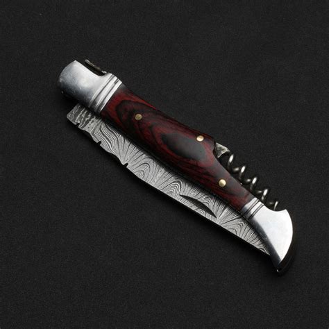 Damascus Folding Knife 09 Deer Custom Touch Of Modern