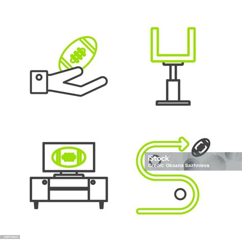 세트 라인 계획 전략 개념 미식 축구 Tv 프로그램 및 스탠드 골 포스트 및 축구 손 아이콘 벡터 Championship에 대한 스톡 벡터 아트 및 기타 이미지 Istock