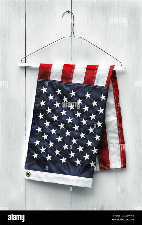 Americam Flag Folded With Clothes Hanger Stock Photo Alamy