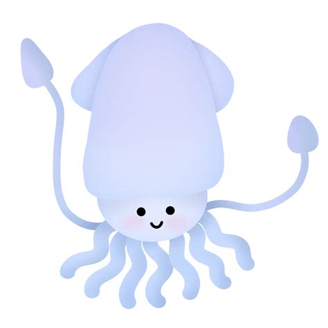 Cartoon Caricature Of A Cute And Funny Squid From The Sea PNG