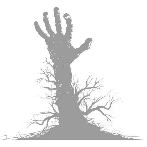 Silhueta De Braço Assustador De Zumbi Saindo Do Chão Vetor Premium