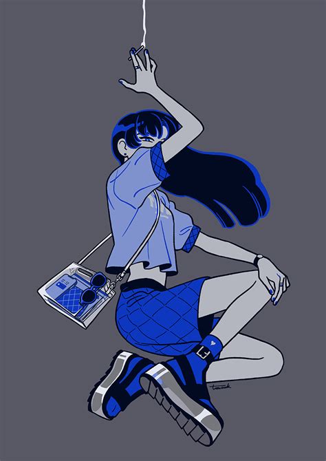 Safebooru 1girl Arm Up Bag Bangs Black Hair Blue Footwear Blue Nails
