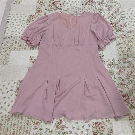 Pink Dress With Puffy Sleeves Size 12 14 Instant Depop