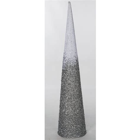 6 Glittered And Beaded Ombre Cone Tree Silverwhite — Silks Are Forever