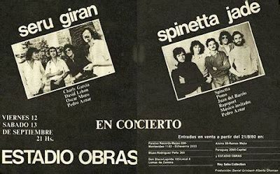 LO QUE SE ME CANTE SERÚ GIRÁN SPINETTA JADE Obras 13 09 80
