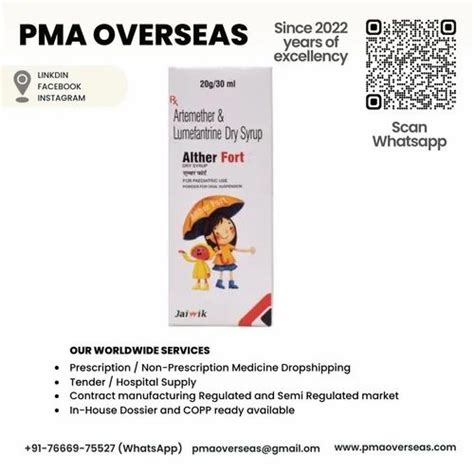Artemether 20 Mg And Lumefantrine 120mg 5ml D S Syrups 60 Ml Treatment
