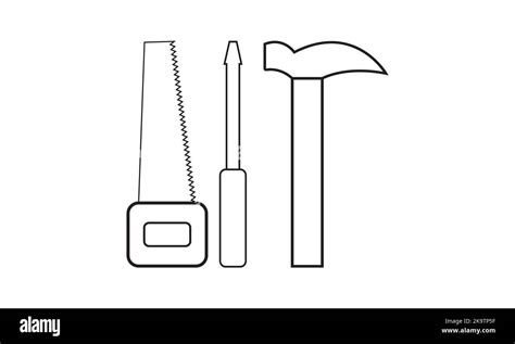 Hammer Saw Screwdriver And Hammer Icon Vector Illustration Stock