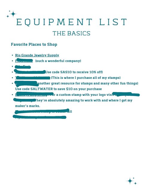 the basics tools and equipment list