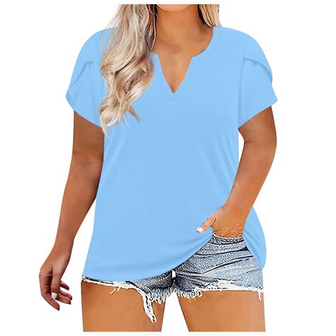 Sksloeg Women Plus Size Tops Clearance Short Sleeve Crew Neck Casual T