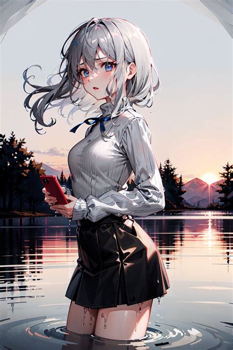 AI rene AIイラスト on Twitter あーあスマホ水浸し防水だよねこれ AIイラスト