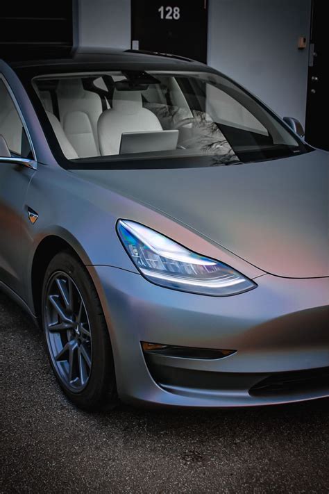 Tesla Model 3 Satin Psychodellic Vinyl Wrap Tesla Car Tesla Car