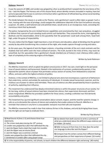 Unleashing Power And Conflict Poetry Aqa English Language Paper 2