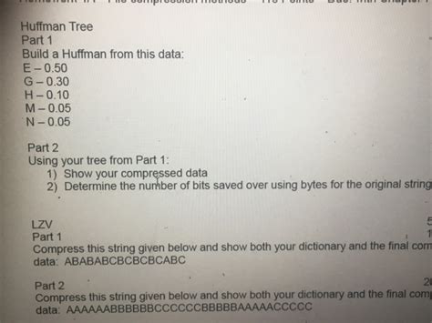 Solved Huffman Tree Part 1 Build A Huffman From This Data