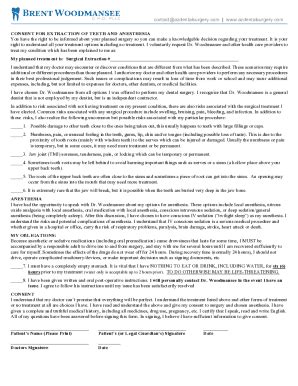 Fillable Online 4 Consent For Extraction Of Teeth And Anesthesia Docx