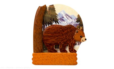 Wooden Magnet Scenery Grizzly Biggle Souvenirs And T Shop