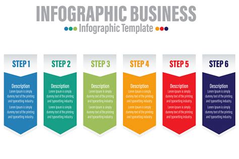 인포 그래픽 벡터 비즈니스 다채로운 템플릿 디자인 간단한 화살표 반짝이는 막대 6 단계 6 옵션 또는 단계 Iisolated 미니멀 스타일 마케팅 프로세스 워크플로