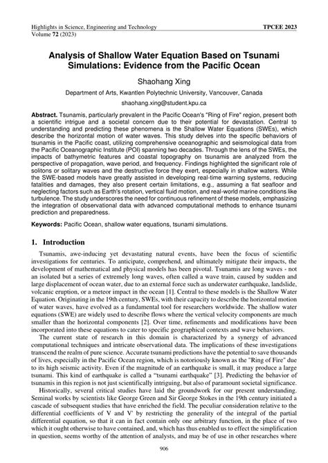 Pdf Analysis Of Shallow Water Equation Based On Tsunami Simulations