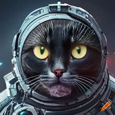 Black Tuxedo Cat In A Sci Fi Spacesuit Exploring Galaxies On Craiyon