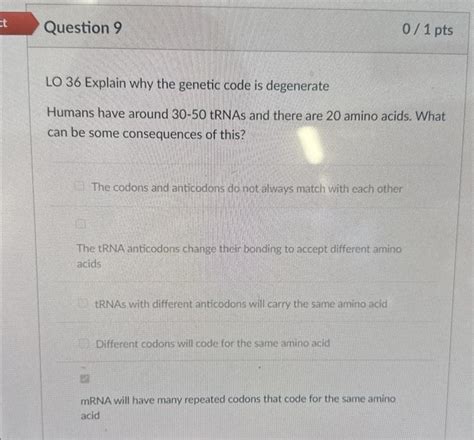 Lo 36 Explain Why The Genetic Code Is Degenerate